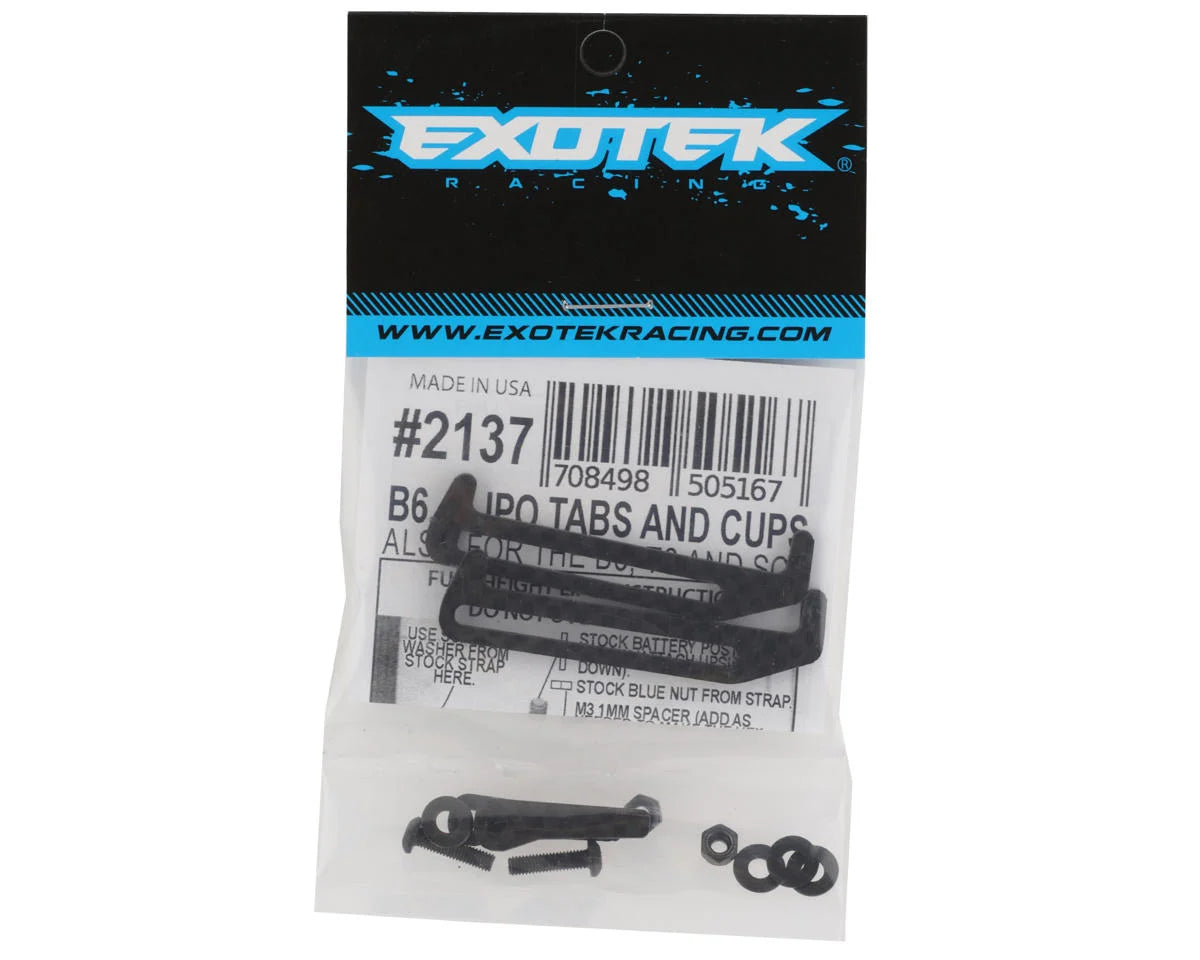 Exotek B6.4 Carbon Fiber Lipo Tabs & Cup Set #EXO2137 – RcRaceControl