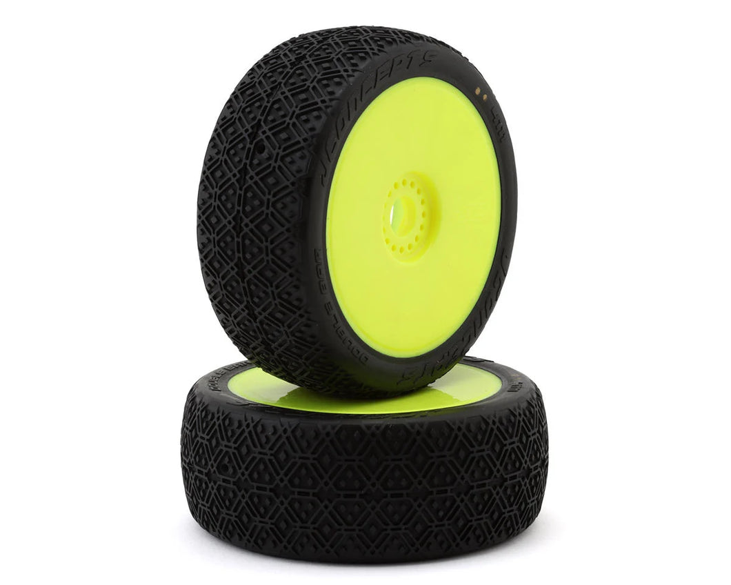 JConcepts Double Bar Pre-Mounted 1/8 Buggy Tires (2) (Yellow) (G2 - Me ...