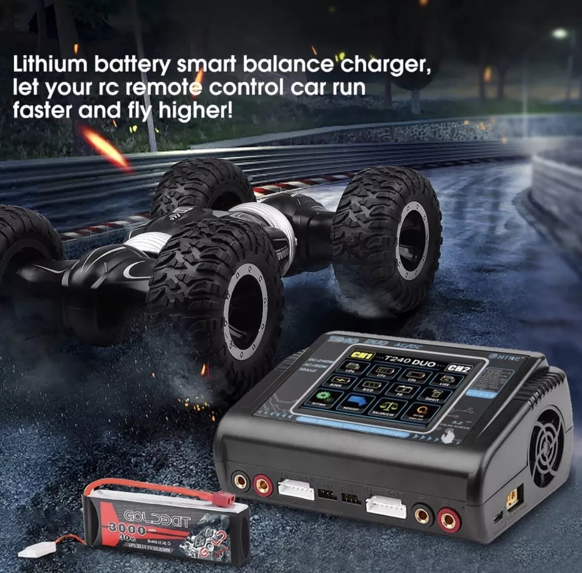HTRC T240 DUO Dual Channel RC Car Boat Lipo Battery Balance Charger Au ...