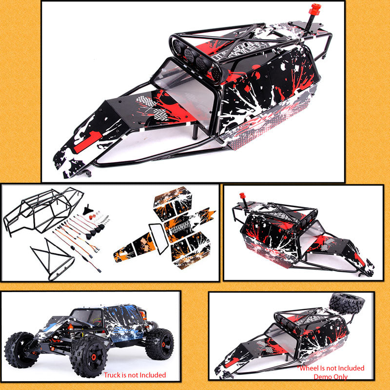 Rovan Black Steel GT Sand Rail Baja Roll Cage w/ Painted Red Panels ...