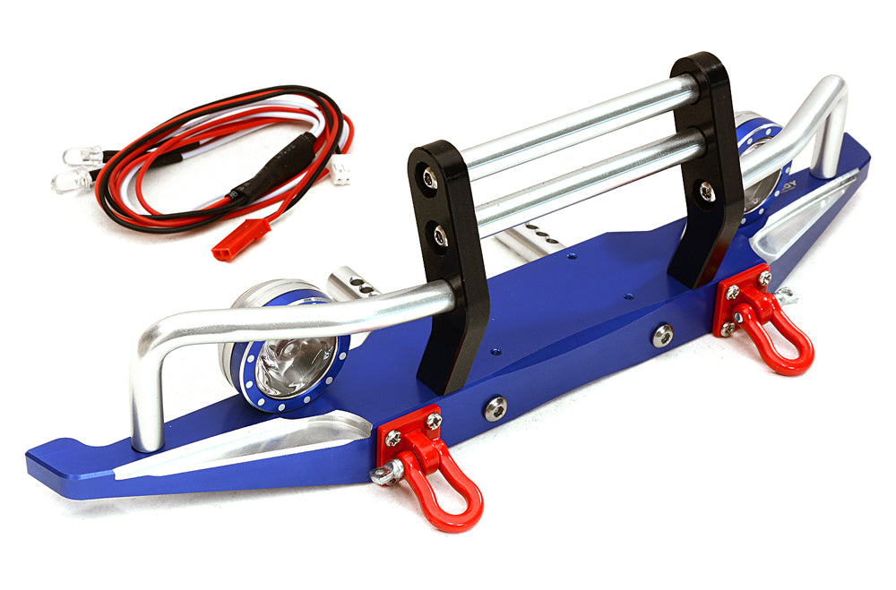 BILLET MACHINED ALLOY FRONT BUMPER W/ LED(2) FOR AXIAL 1/10 SCX10 II 4 ...